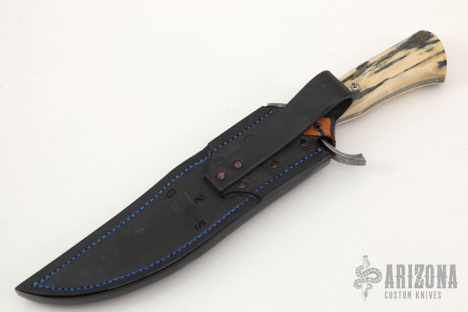 Damascus and Mammoth Ivory Fighter | Arizona Custom Knives