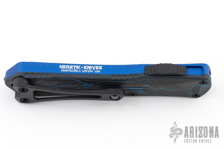 Manticore-S Double Edge DLC Blue Camo Carbon Blue Handle - Arizona Custom Knives