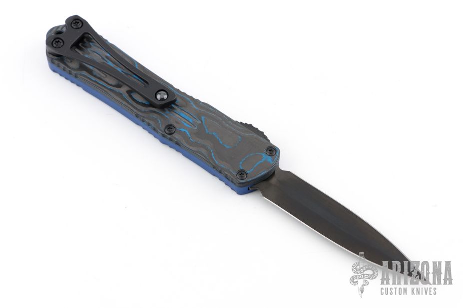 Manticore-S Double Edge DLC Blue Camo Carbon Blue Handle - Arizona Custom Knives