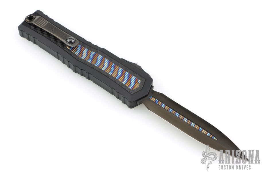 Atreus D/E DLC Cryo Ice w/ Flamed Ti and CF Inlays - Arizona Custom Knives
