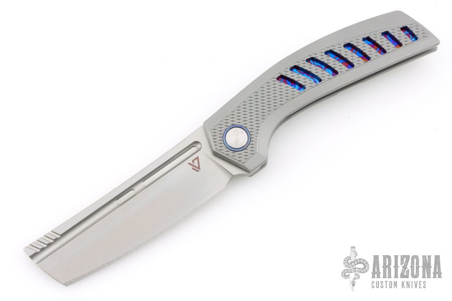 Nakiri Folding Knife Titanium & Timascus Handle - Arizona Custom Knives