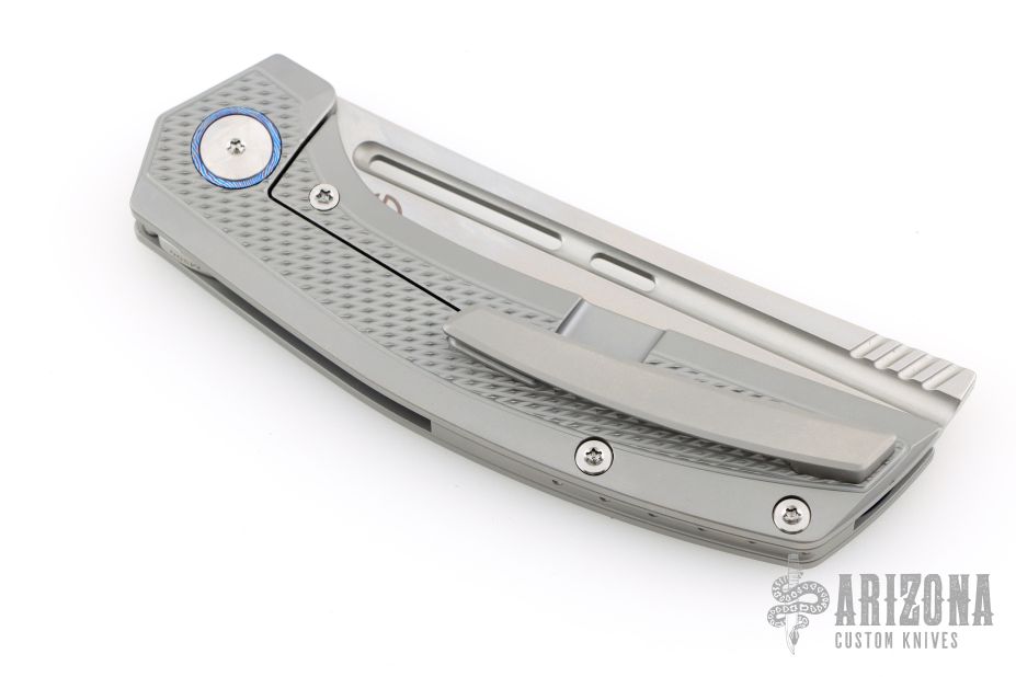 Nakiri Folding Knife Titanium & Timascus Handle - Arizona Custom Knives