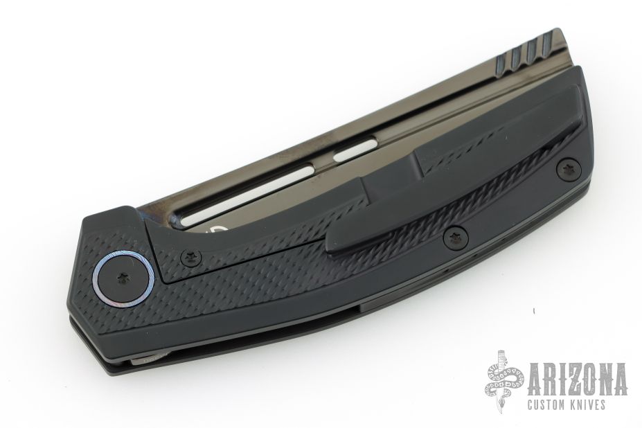 Nakiri Folding Knife Black DLC Titanium & Timascus Handle Semi-Mirror ...