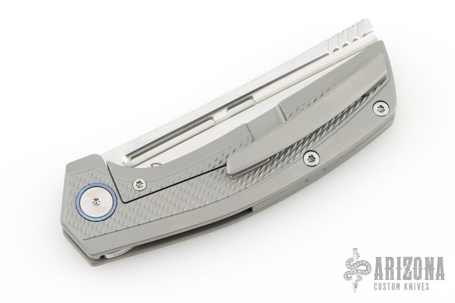 Nakiri Folding Knife Titanium & Timascus Handle Semi-Mirror - Arizona ...