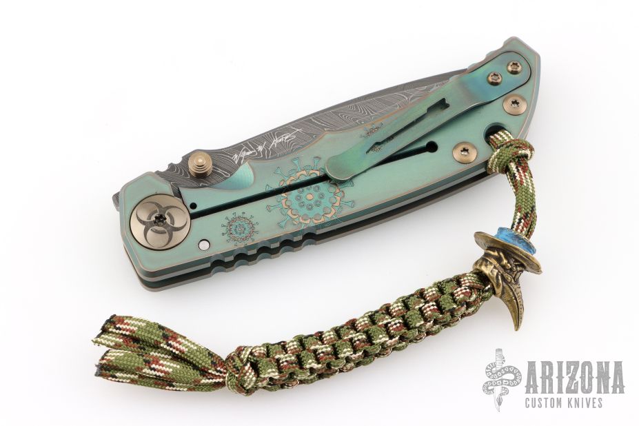 Harsey Folder - Damascus Plague Doctor - Arizona Custom Knives