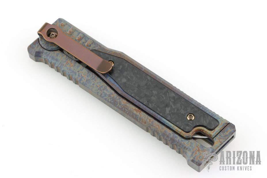 EXO-M Drop Point Gravity Knife - Anodized Titanium and Marble Carbon ...