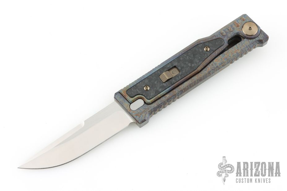 EXO-M Drop Point Gravity Knife - Anodized Titanium and Marble Carbon ...
