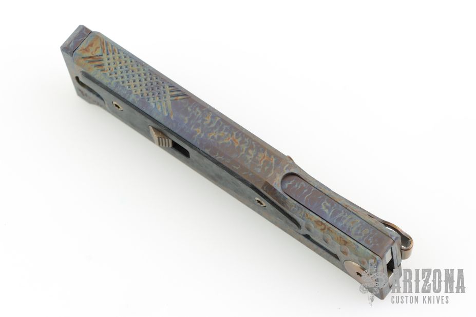 EXO-M Drop Point Gravity Knife - Anodized Titanium and Marble Carbon ...