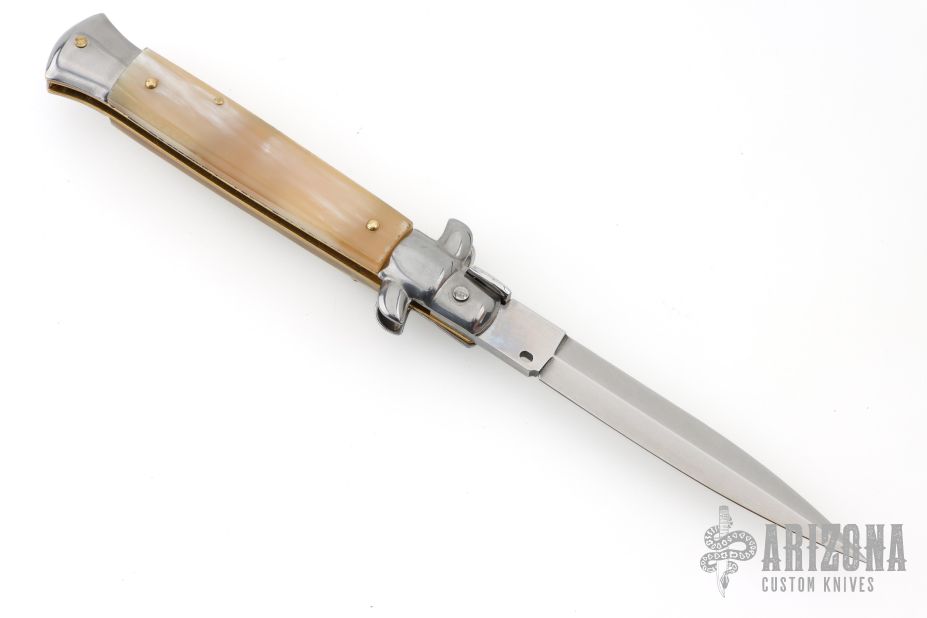 9" Swivel Bolster Auto - Blonde Horn - Arizona Custom Knives
