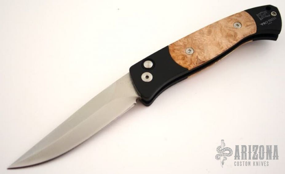 Brend Auto #2 1206 - Black Handle w/ Maple Burl /-by--Pro-Tech Knives ...