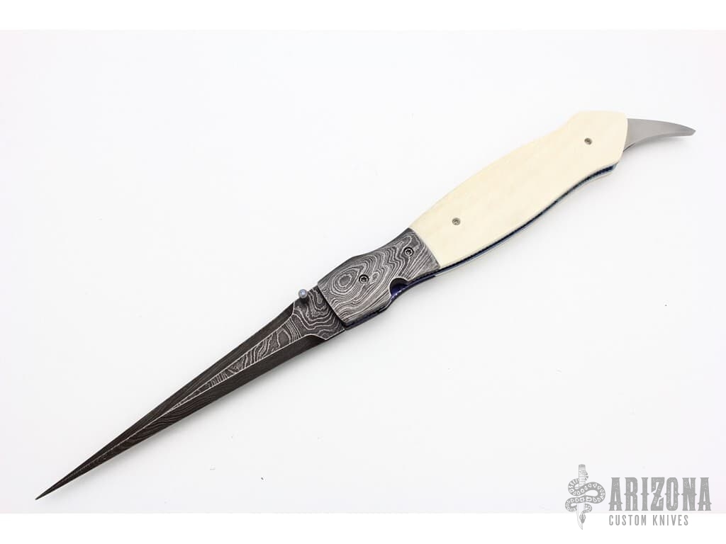Damascus Folding Dagger-by-Frank J.-Dilluvio - Arizona Custom Knives