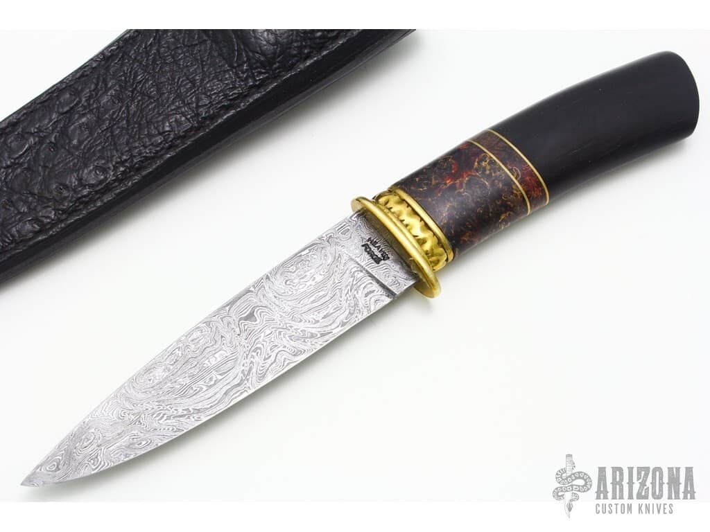 Forged Damascus Hunter by Heavin Forge - Arizona Custom Knives