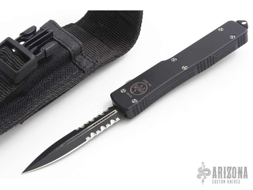 UTX-70 D/E Black Serrated by Microtech Knives - Arizona Custom Knives