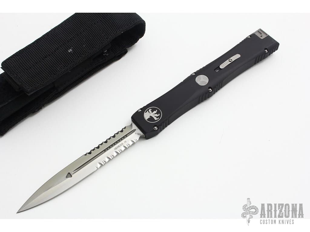 152-5 Nemesis IV Satin Serrated by Microtech Knives - Arizona Custom Knives
