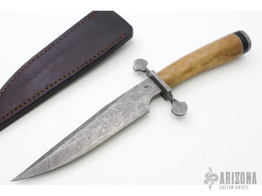 Damascus and Oosic Fighter by Stek Knives - Arizona Custom Knives