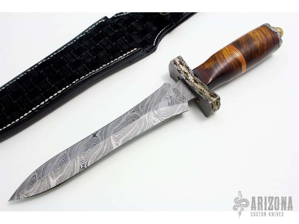 Damascus & Wood Dagger - Arizona Custom Knives