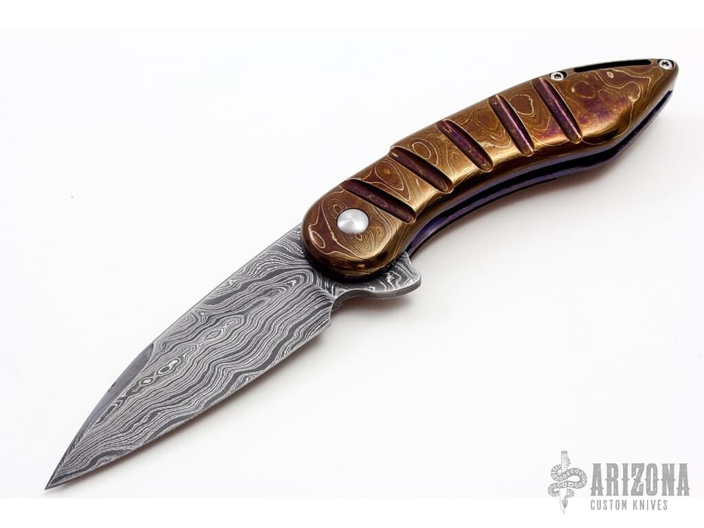 Damascus Flipper-by--Begg Knives - Arizona Custom Knives