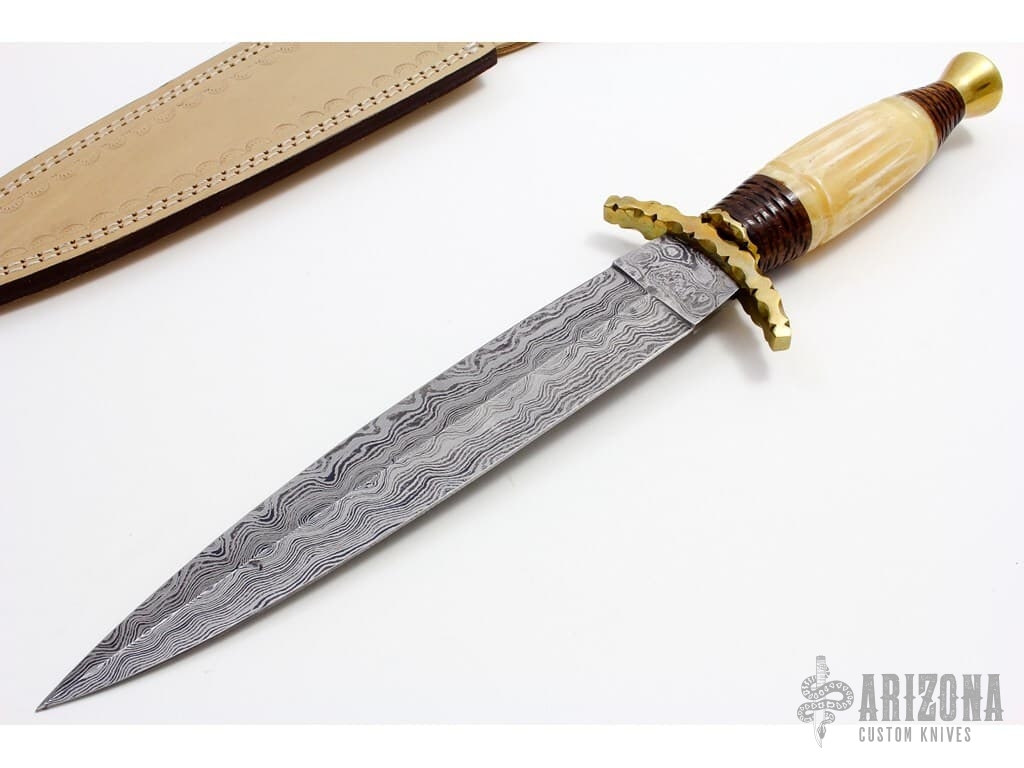 Damascus & Bone Dagger - Arizona Custom Knives