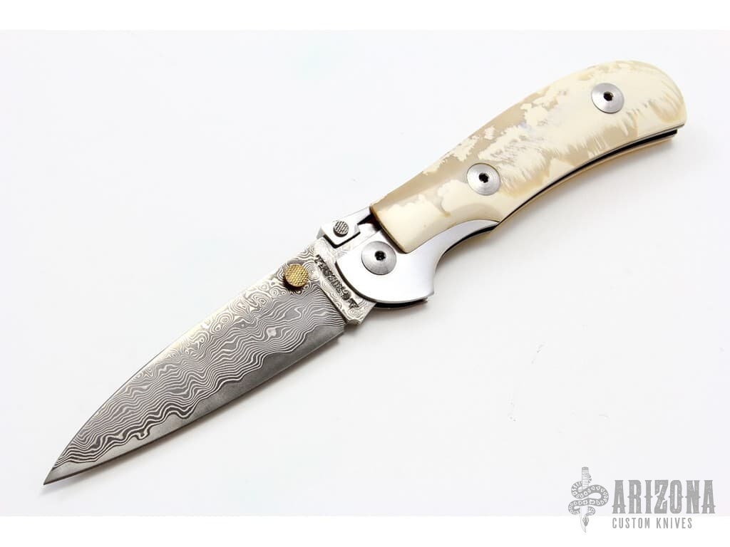 Mammoth and Damascus One Hand Knife - Arizona Custom Knives