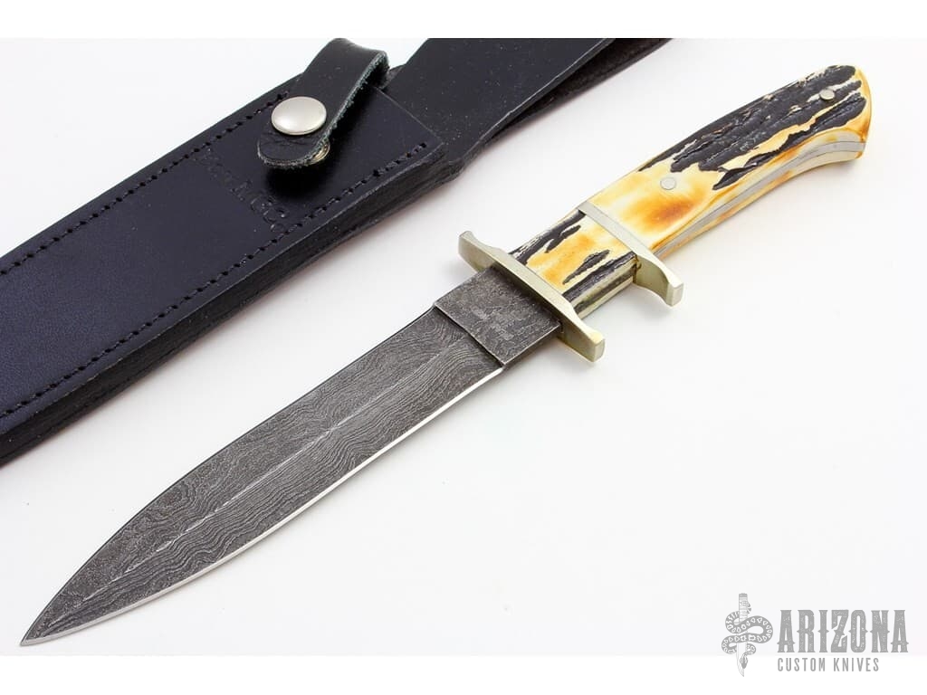 Damascus and Stag sub hilt dagger - Arizona Custom Knives