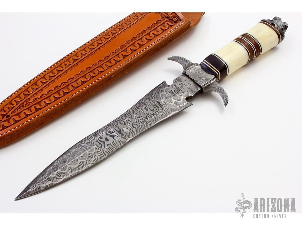 Damascus, Bone & Wood Dagger - Arizona Custom Knives