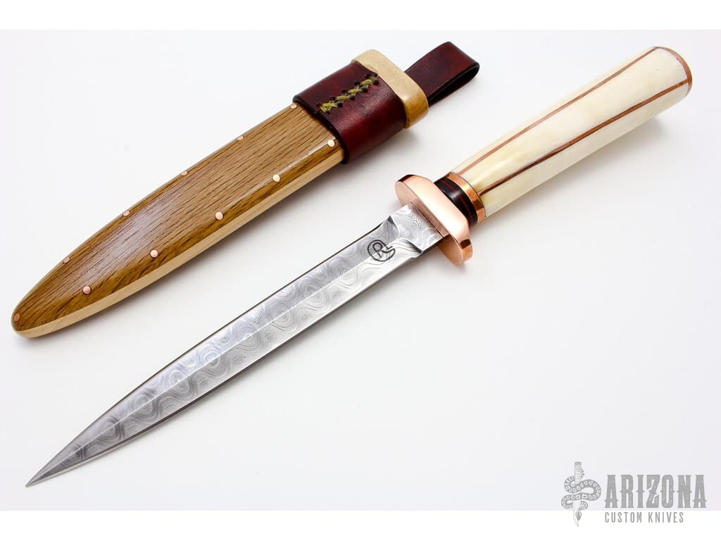 Damascus Hippo Dagger - Arizona Custom Knives