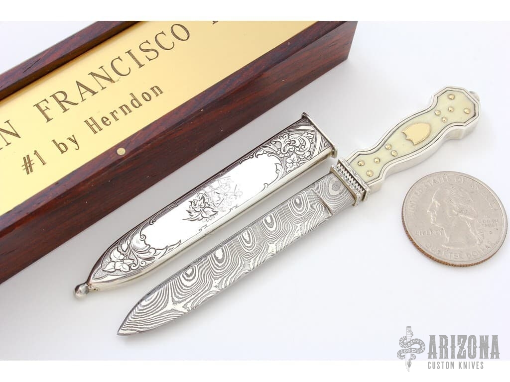 Damascus Mini Dagger (#1) - Arizona Custom Knives