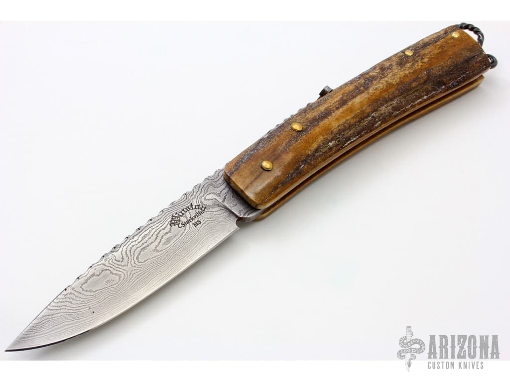 Damascus Friction Folder - Arizona Custom Knives
