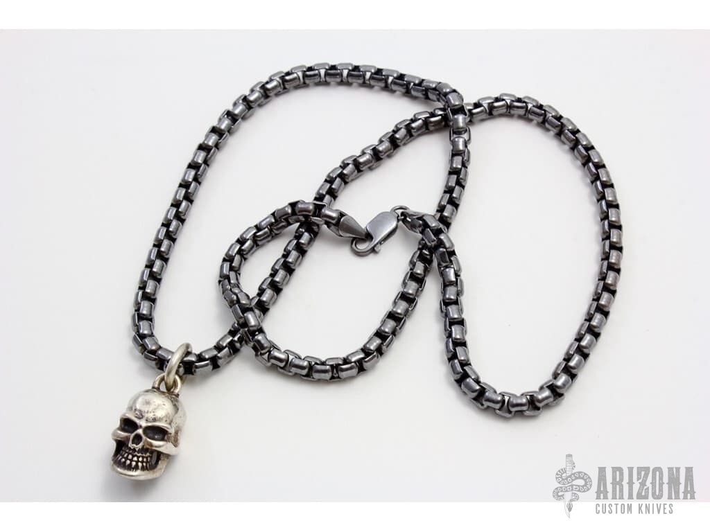 5 mm Sterling Silver Kill Box Chain w/ Skull Pendant - Arizona Custom ...