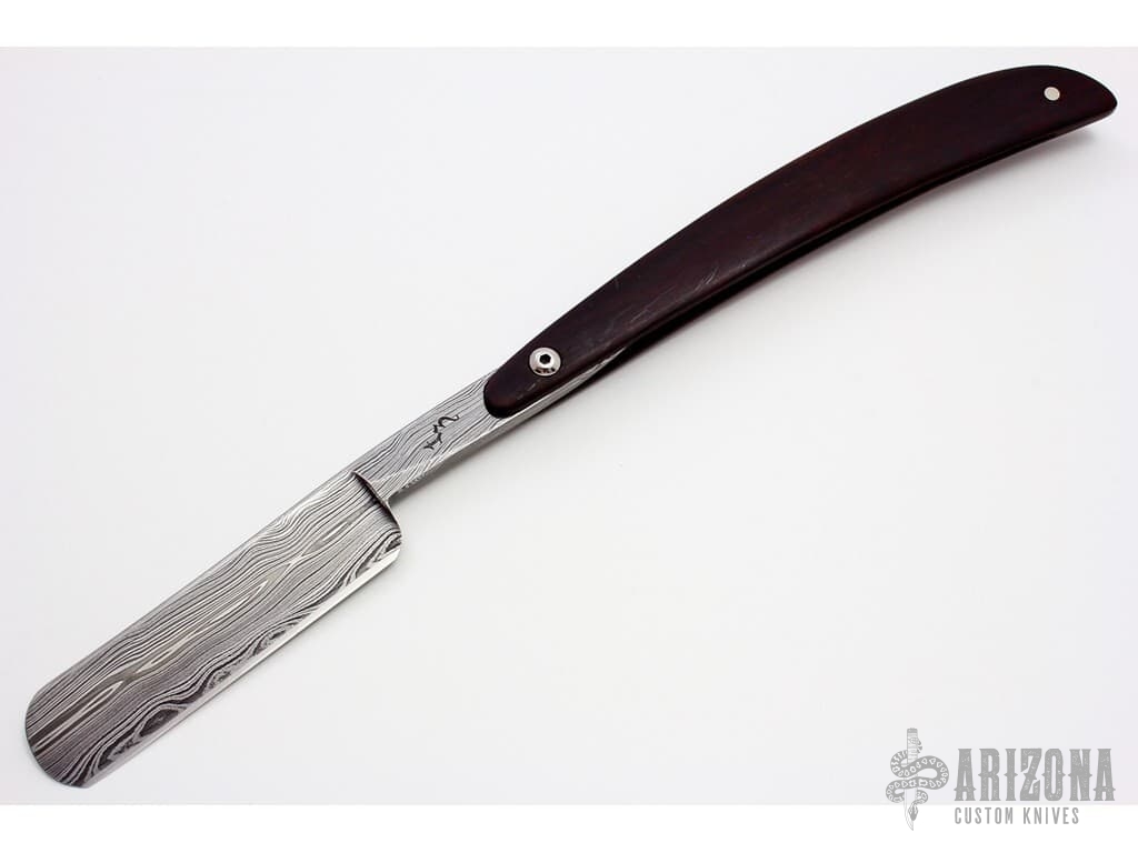6/8 Size Damascus Straight Razor - Arizona Custom Knives