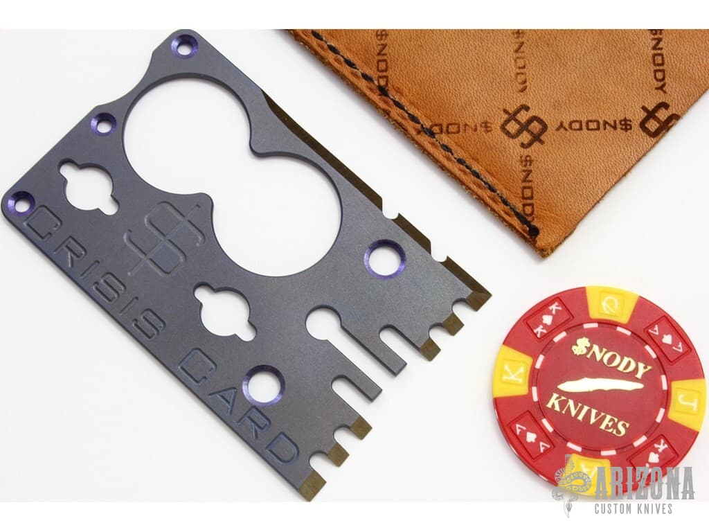 Crisis Card with Leather Case and Poker Chip - Arizona Custom Knives