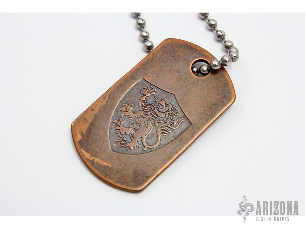 Crusader Lion Dog Tag - Arizona Custom Knives