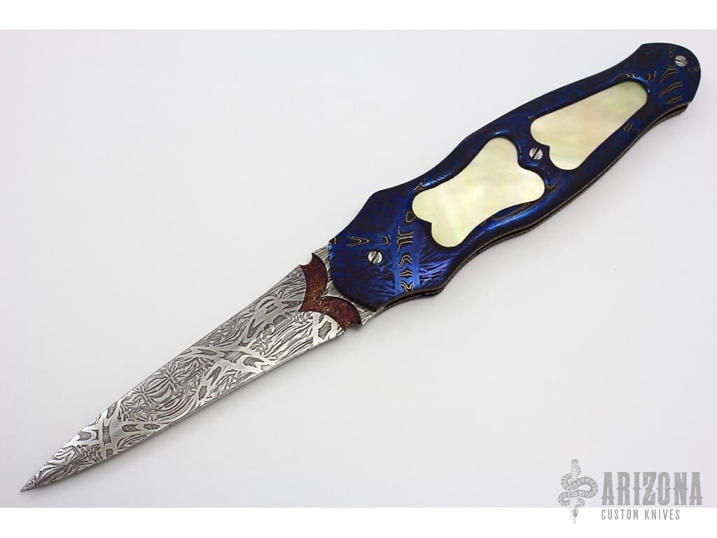 Damascus Folding Dagger - Arizona Custom Knives