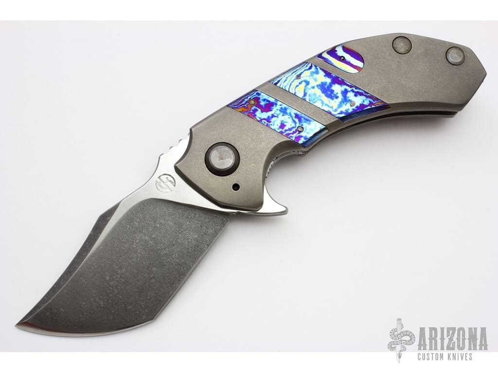 Mini Tanic - Timascus Inlays/Clip/Backspacer - Arizona Custom Knives