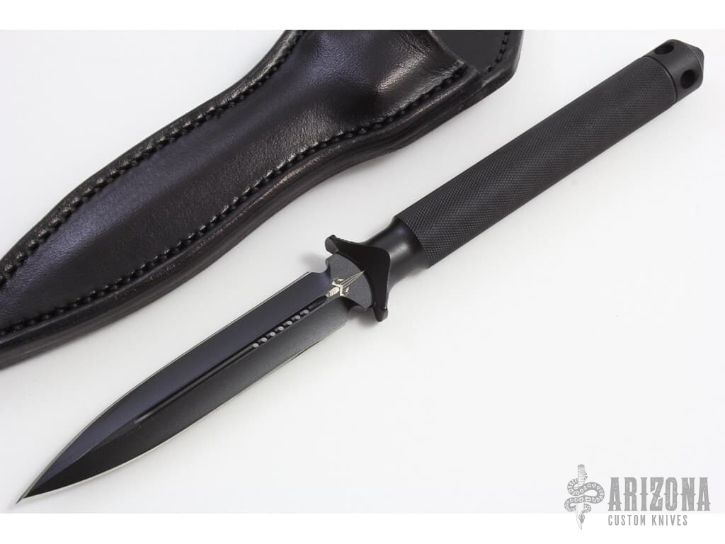 ADO Hand Ground Black Dagger - Arizona Custom Knives