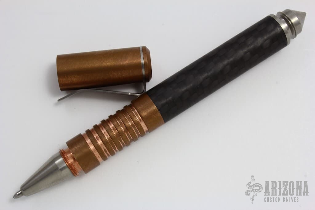 S500CuCF Copper and Carbon Fiber Screw Cap Pen - Arizona Custom Knives