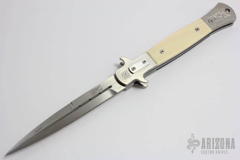 Custom Stiletto Auto - Ebony/Ivory - Arizona Custom Knives