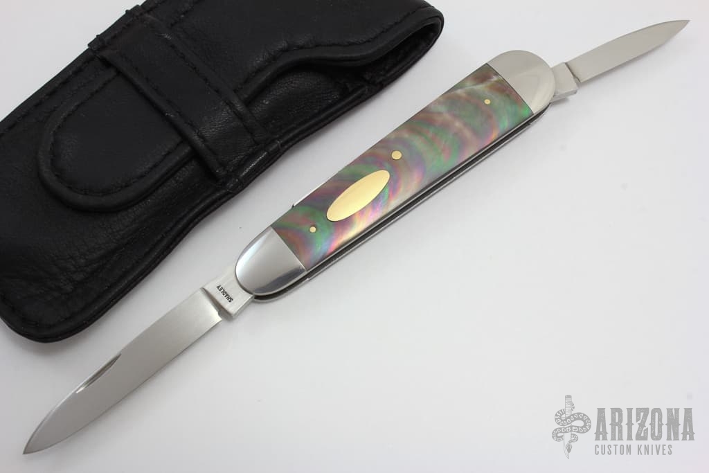 3-Blade Lobster Pattern - Gold and Black lip Pearl - Arizona Custom Knives