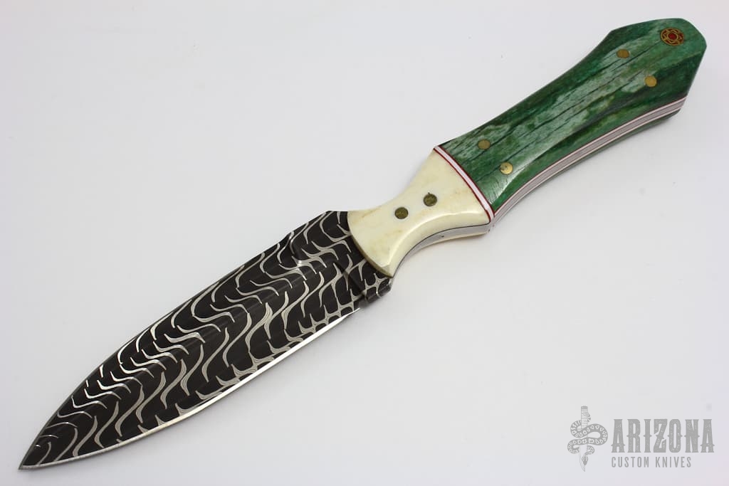 Damascus Dagger in Presentation Case - Arizona Custom Knives