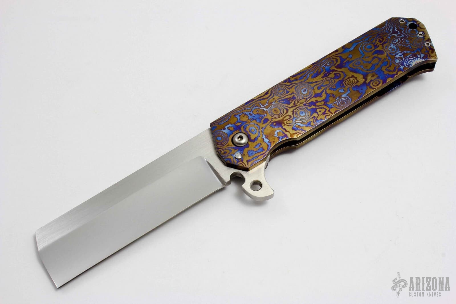 Slash Flipper - Timascus Frame and Clip - Arizona Custom Knives