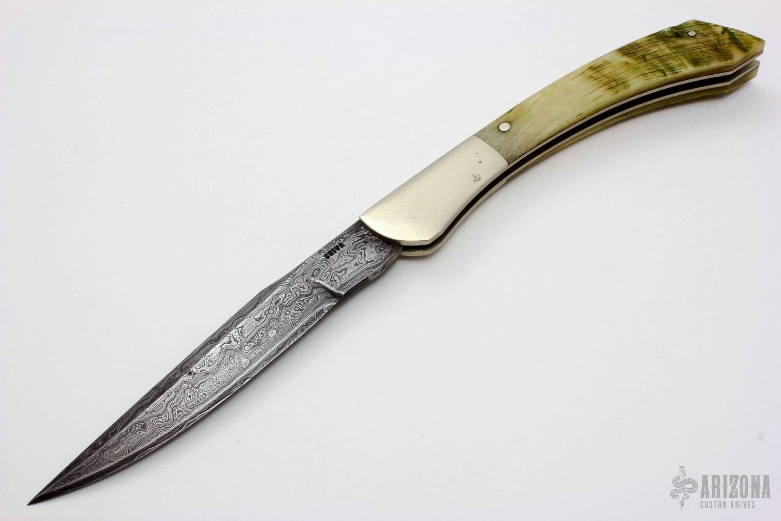 Ram Horn Damascus Lockback - Arizona Custom Knives