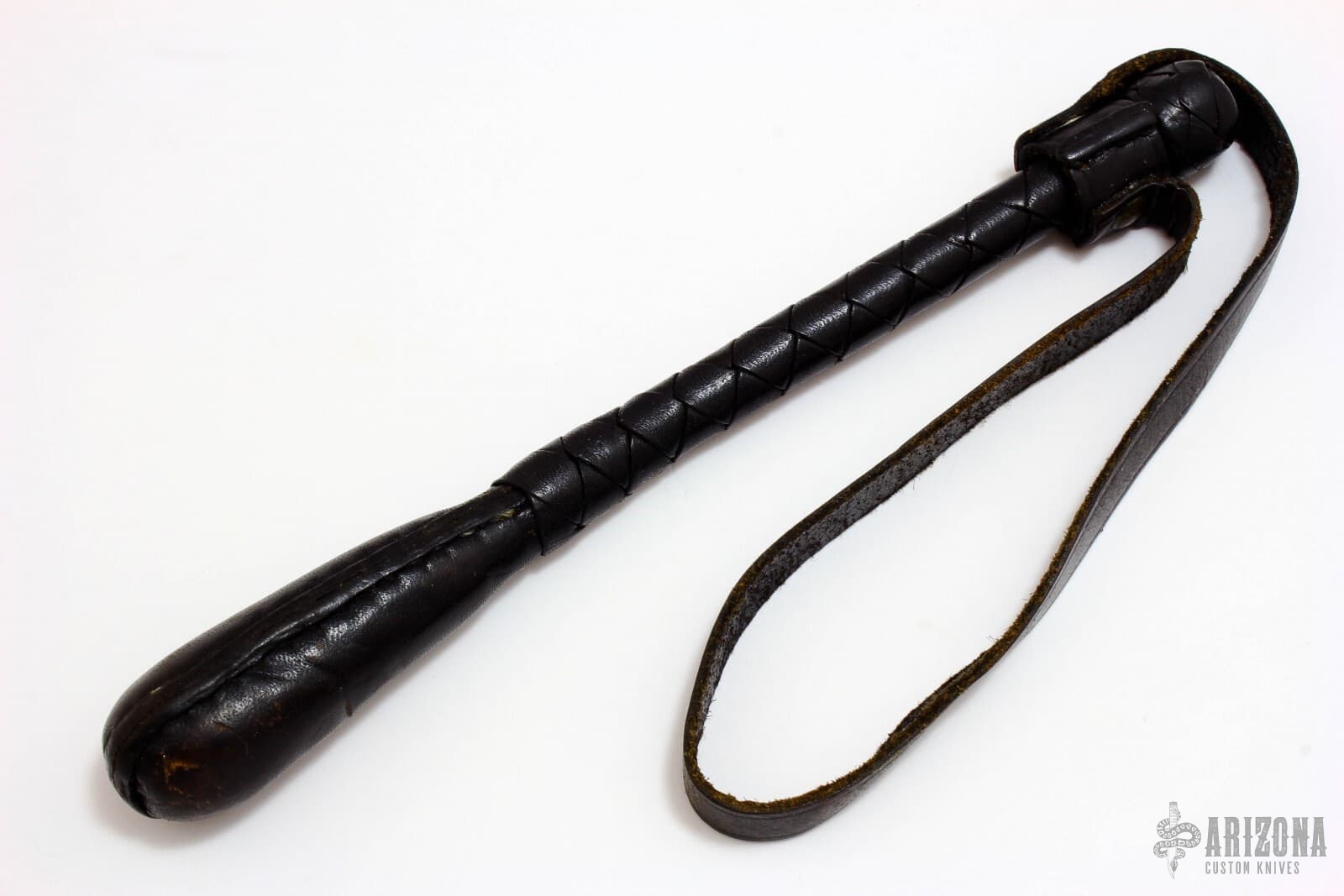 Black Leather Springloaded Blackjack w/ Strap - Arizona Custom Knives