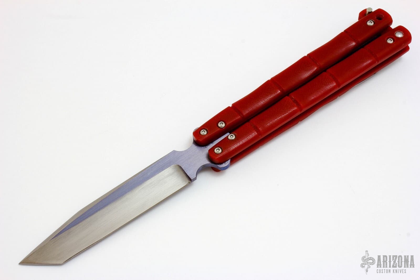 Red G-10 and Titanium Balisong | Arizona Custom Knives