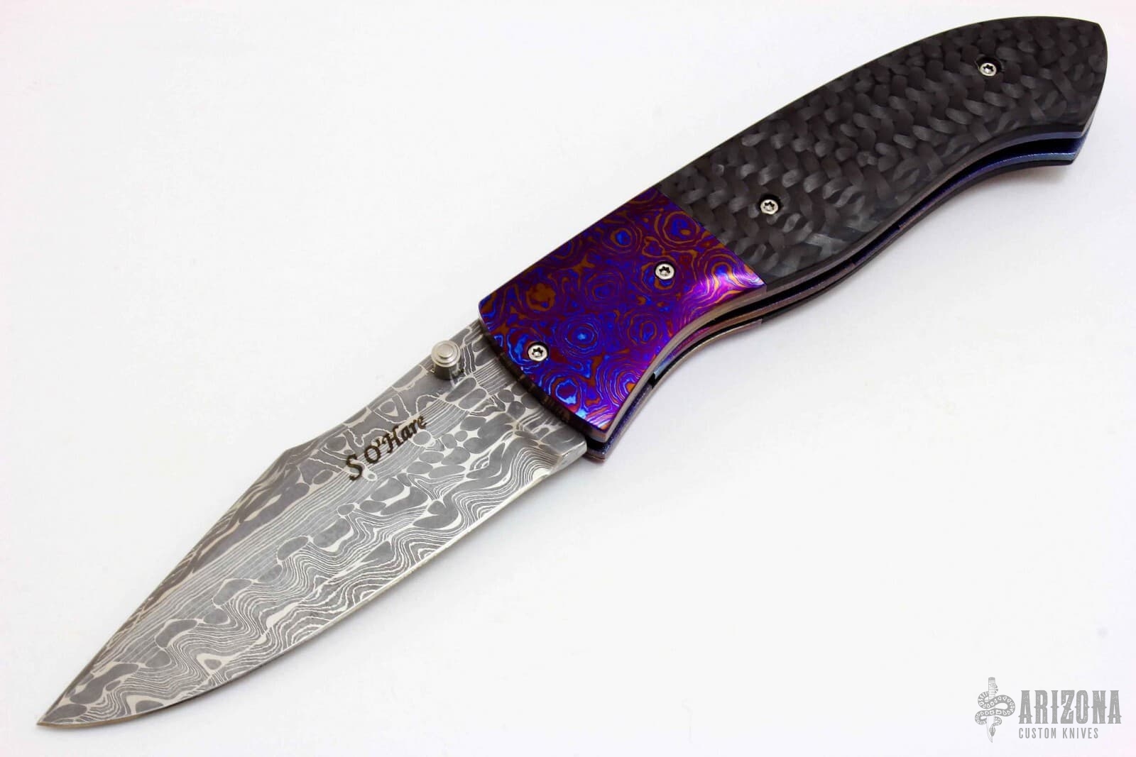 F2K with Damascus and Timascus - Arizona Custom Knives