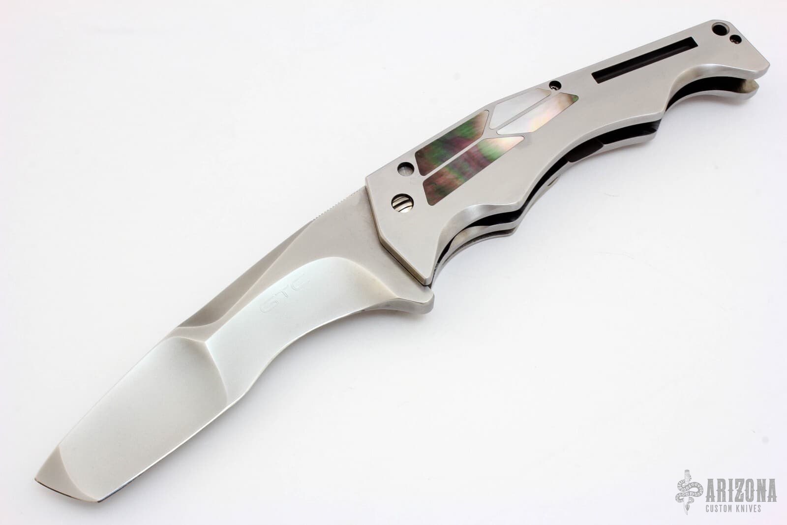 .50 Caliber - Black Lip Pearl Inlays - Arizona Custom Knives