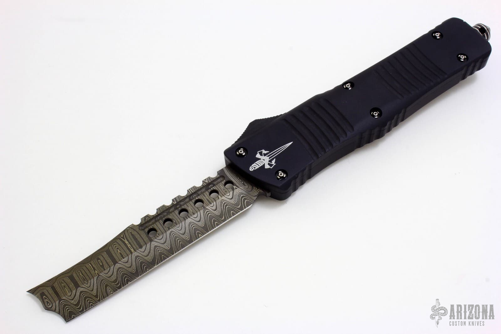 Combat Troodon - Hellhound Straight Razor Damascus | Arizona Custom Knives