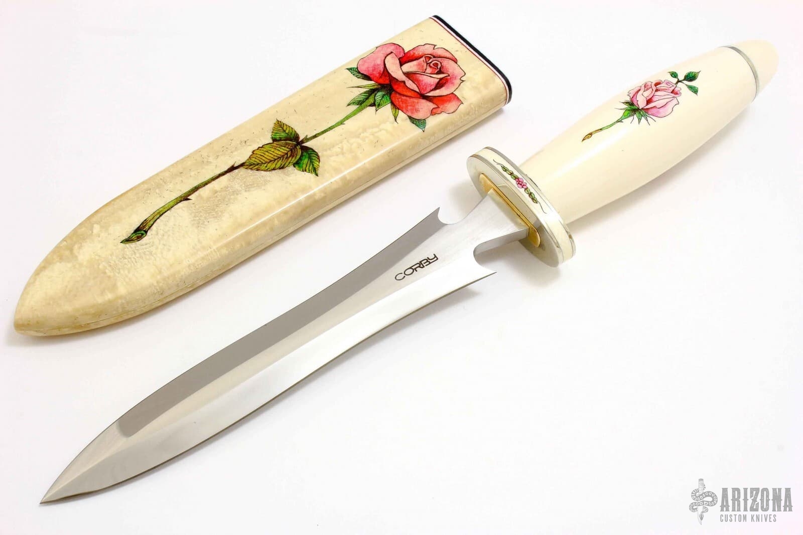 Engraved Ivory Dagger - Arizona Custom Knives