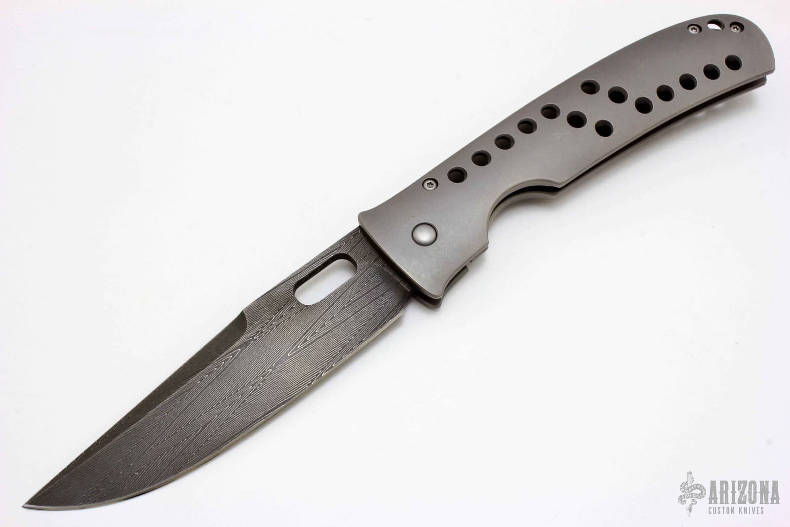 Damascus and Titanium TNT - Arizona Custom Knives
