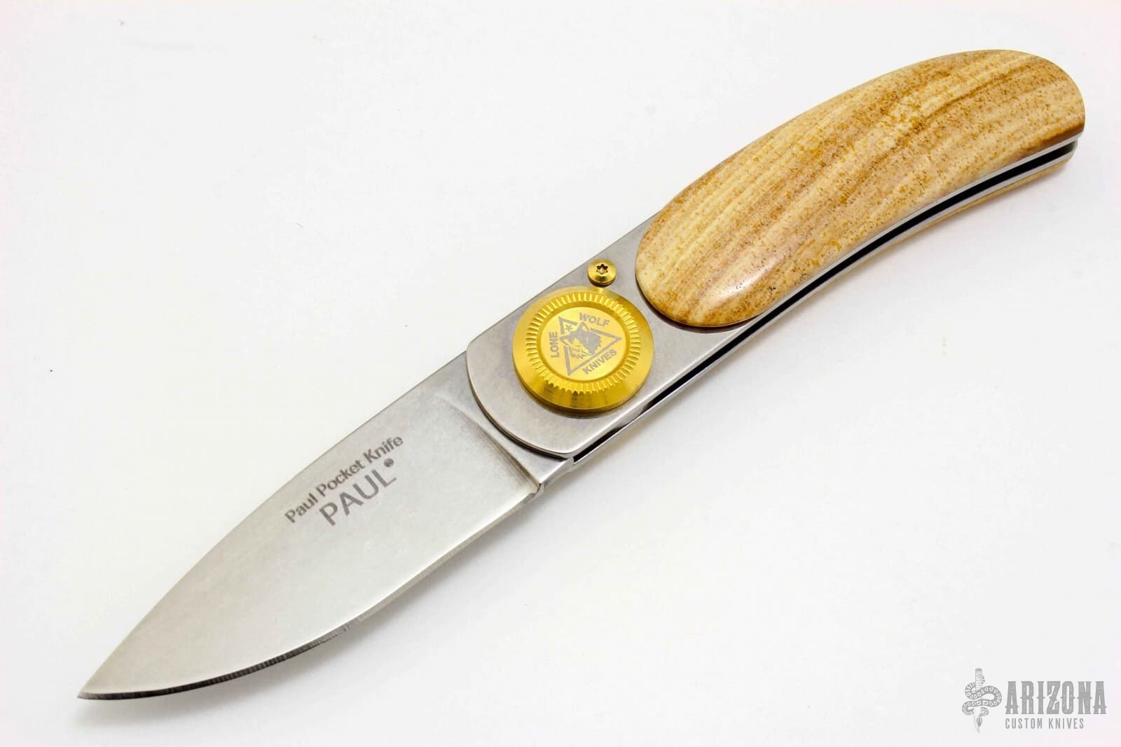 Paul Pocket Knife - Polished Stone Handle - Arizona Custom Knives