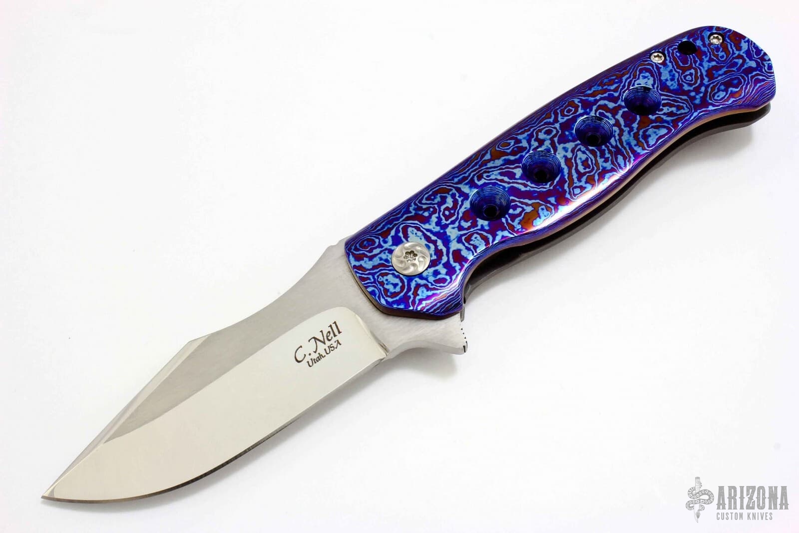 Dressed Patton Flipper - Timascus - Arizona Custom Knives